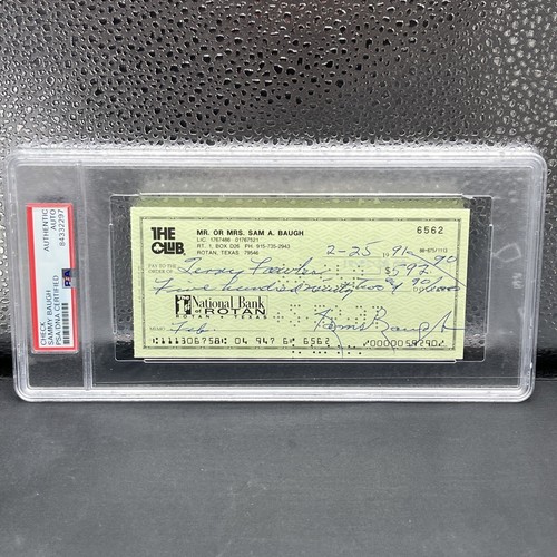 Sammy Baugh SIGNED Check Redskins HOF PSA/DNA Slabbed | eBay