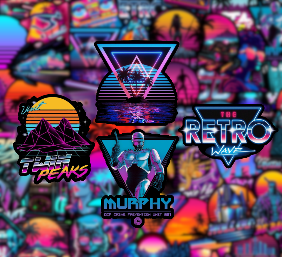 25/50 Piece Retrowave Sticker Pack - Matte Vinyl - Synthwave Retro ...