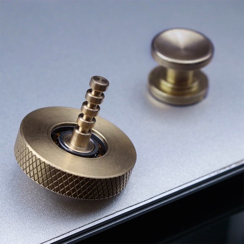 Brass Hand Twisting Spinning Top Gyro Ceramic Bead Gyro Toy with Base ...