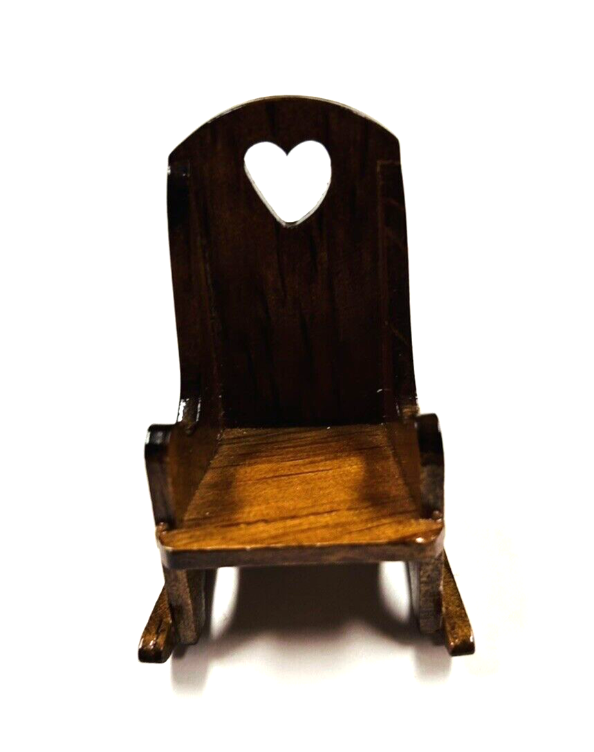 Dollhouse Miniature Rustic Rocking Chair Primitive 1:12 Wood Cushion 2 ...