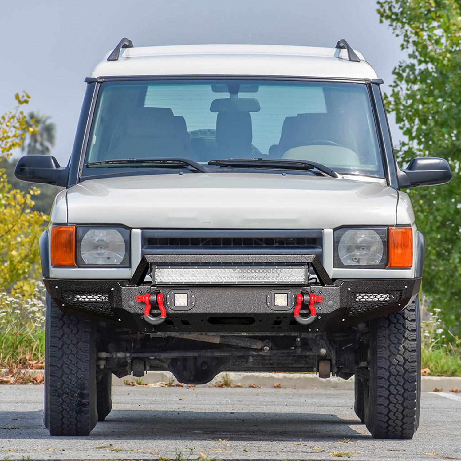 for 1999-2004 Land Rover Discovery 2 Steel Front Bumper With LED Lights ...