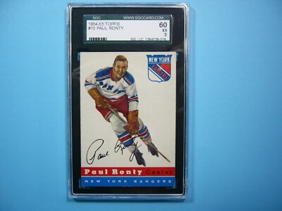 1954/55 TOPPS NHL HOCKEY CARD #15 PAUL RONTY SGC 5 EX SHARP!! 54/55 ...