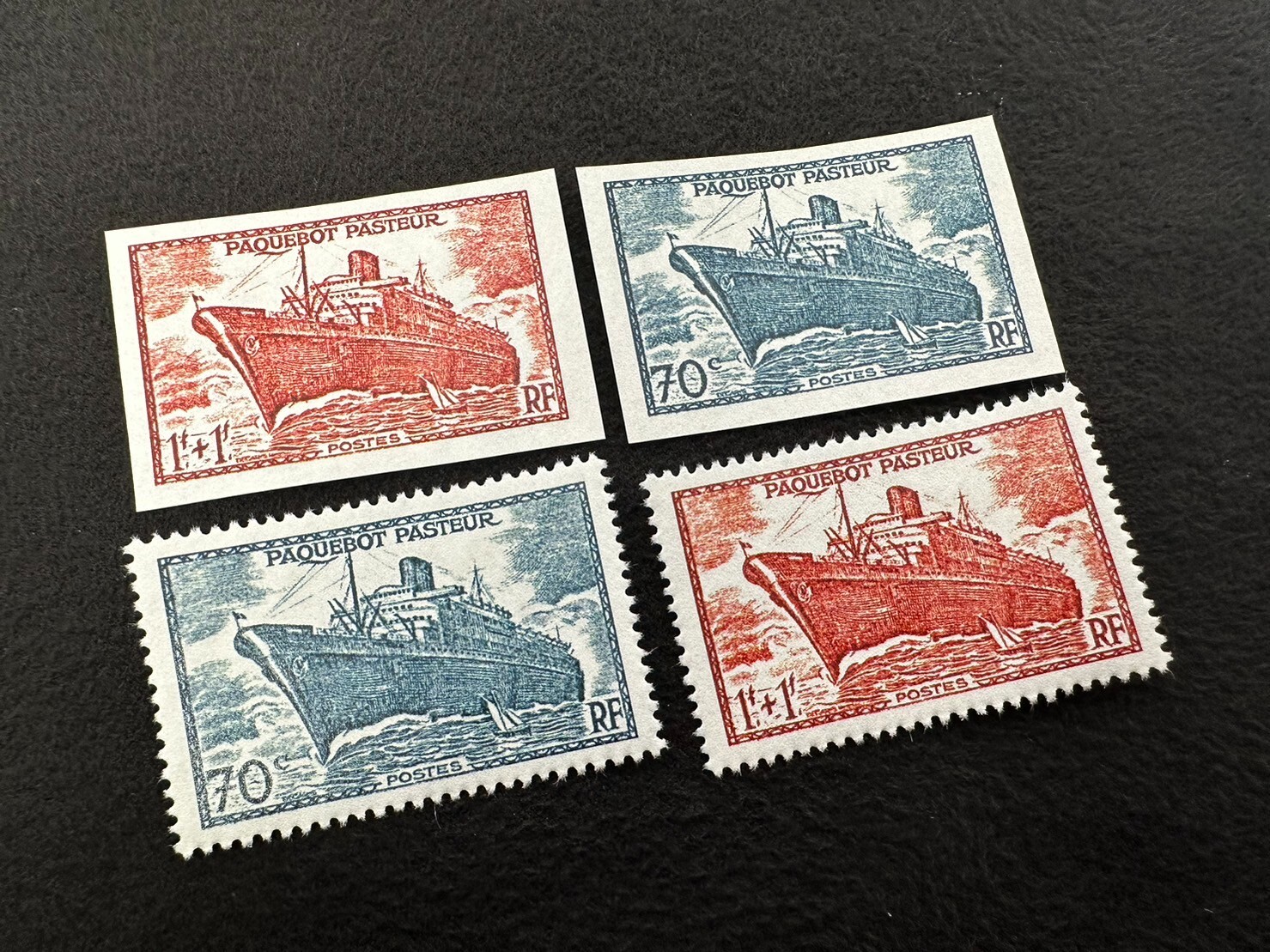 FRANCE 1941 S.S. PASTEUR 70c & 1F Unissued set MNH Reproduction Stamp ...