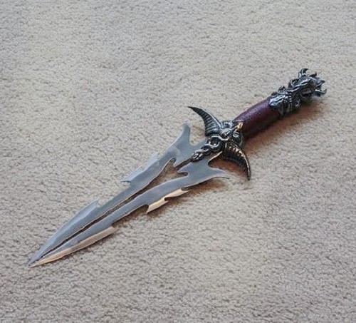 S1708 WOW WORLD OF WARCRAFT CADUCEUS DEMON DOUBLE TWIN BLADE SWORD W ...