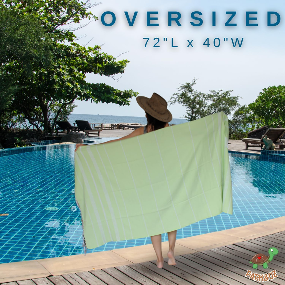 Turkish Beach Towel – Oversized 100% Cotton, Quick-Dry, Absorbent, Sand ...