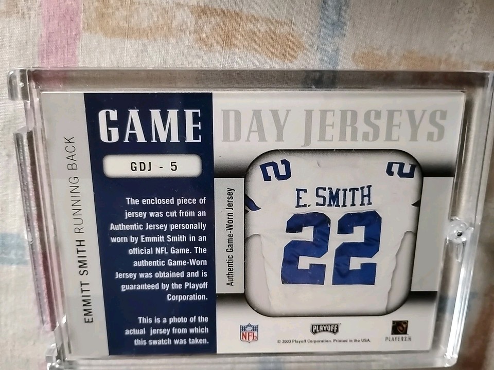 2003 Playoff Prestige Emmitt Smith Game Day Jerseys Patch Jersey Game ...