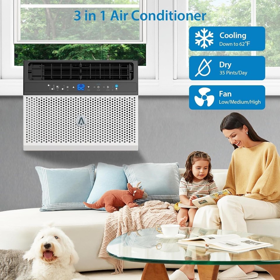 8000Btus Window Air Conditioner Over the Sill AC Up to 370 Sq.Ft W ...