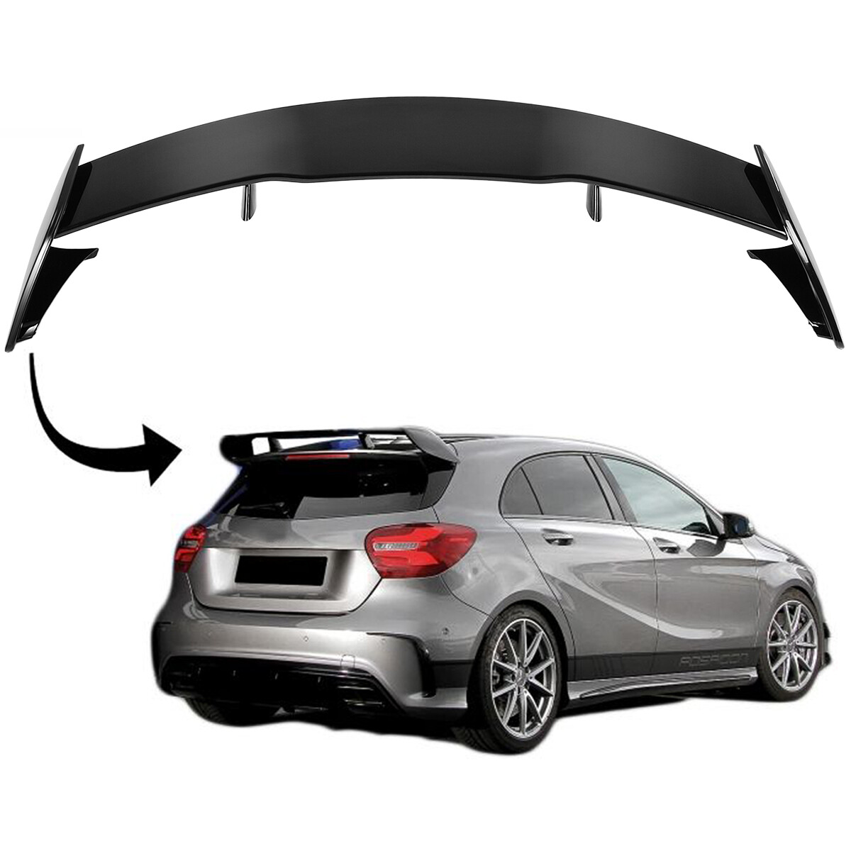 For Mercedes A Class W176 Black A45 Style Aero Kit Roof Rear Spoiler ...