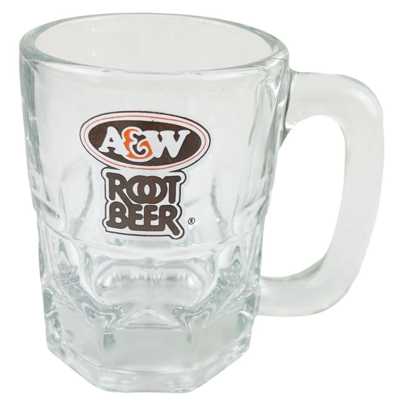 Vintage A&W Root Beer Mug 1980s Logo Small 8 oz Clear Glass Dimple USA ...