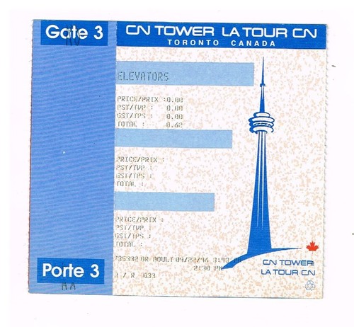 1996 Ticket CN Tower - Toronto Canada | eBay