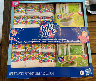 Baby Alive Diaper 'n Snack Refill Pack 14x diapers & 10x Food packs NIB ...