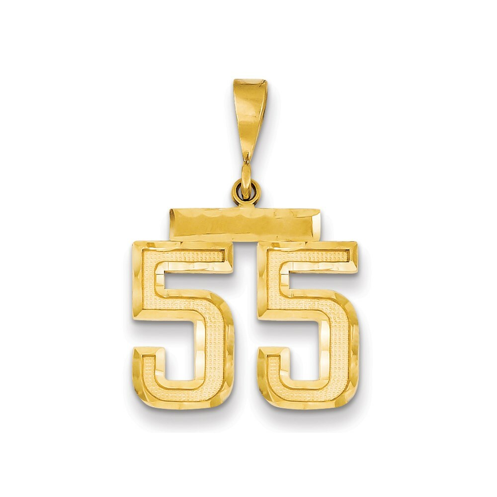 14k Yellow Gold Medium Diamond-cut Number # 55 Charm Pendant 1.18" | eBay