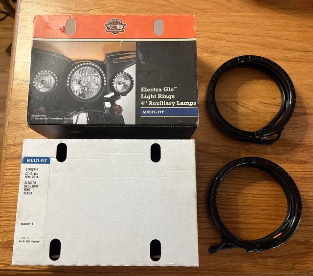 Harley-Davidson Electra Glo Light Rings 4" Auxiliary Lamps Chrome ...