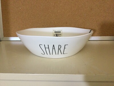 RAE DUNN MELAMINE LARGE 12 INCH SERVING BOWL "SHARE" WHITE/ BLACK | eBay