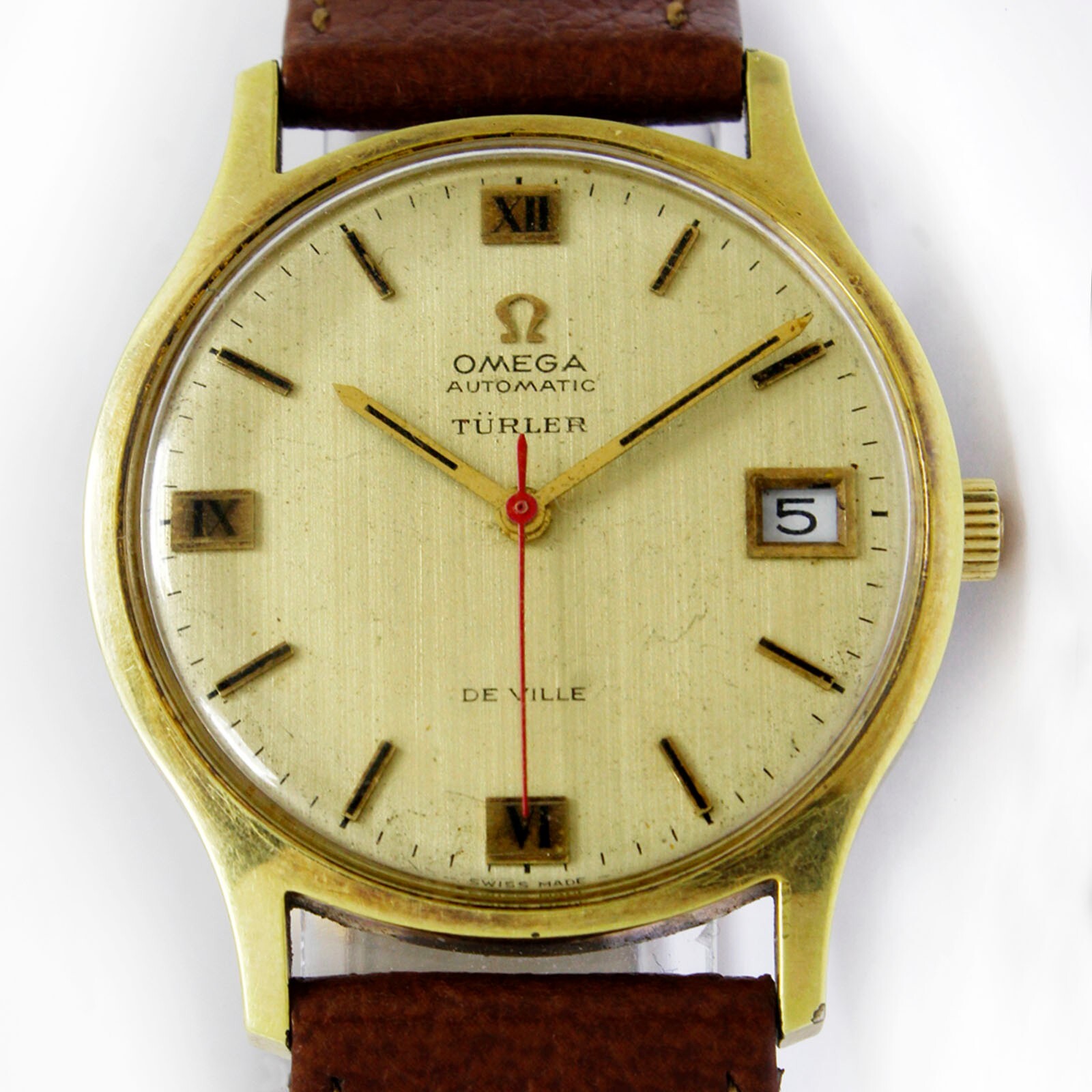 1969 Omega Deville Turler Auto Original Linen Dial Go… - Gem