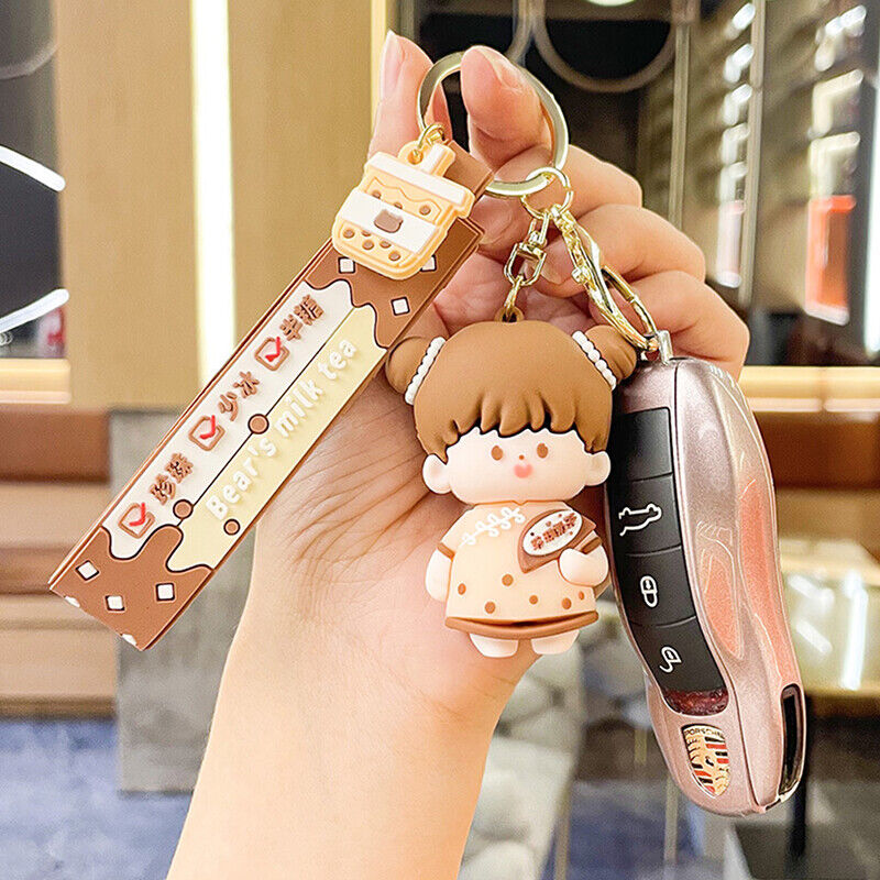 Cute Cartoon Pearl Milk Tea Pendant Keyring Drink Milk Tea Boy Girl ...
