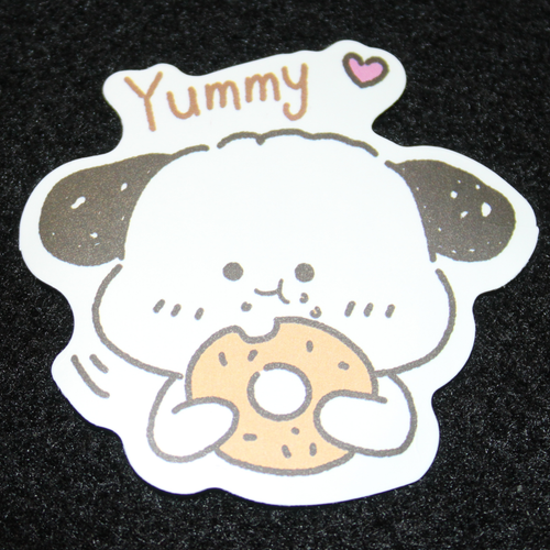 Puppy Dog Eating Donut Doughnut Yummy Chibi Kawaii Sticker | eBay