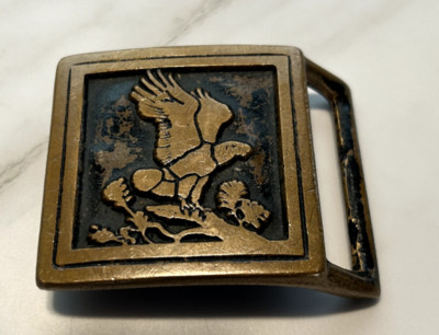 Solid Brass USA Made Colonial Leather Company Belt Buckle-Eagle on a ...