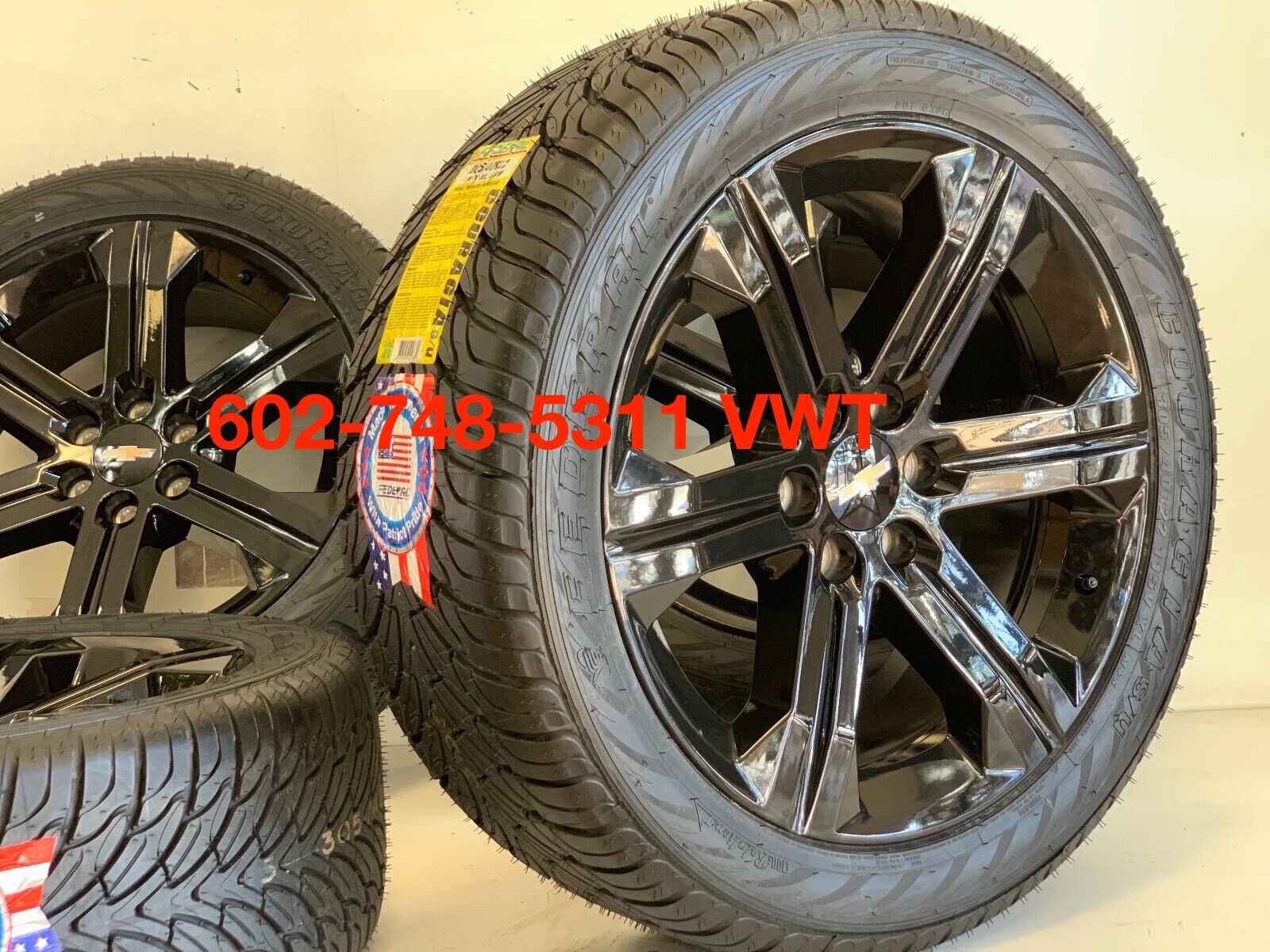 22 inch CHEVY RIMS TIRES TAHOE WHEELS BLACK 6 SPOKES SEZ Rims 22x9 ...