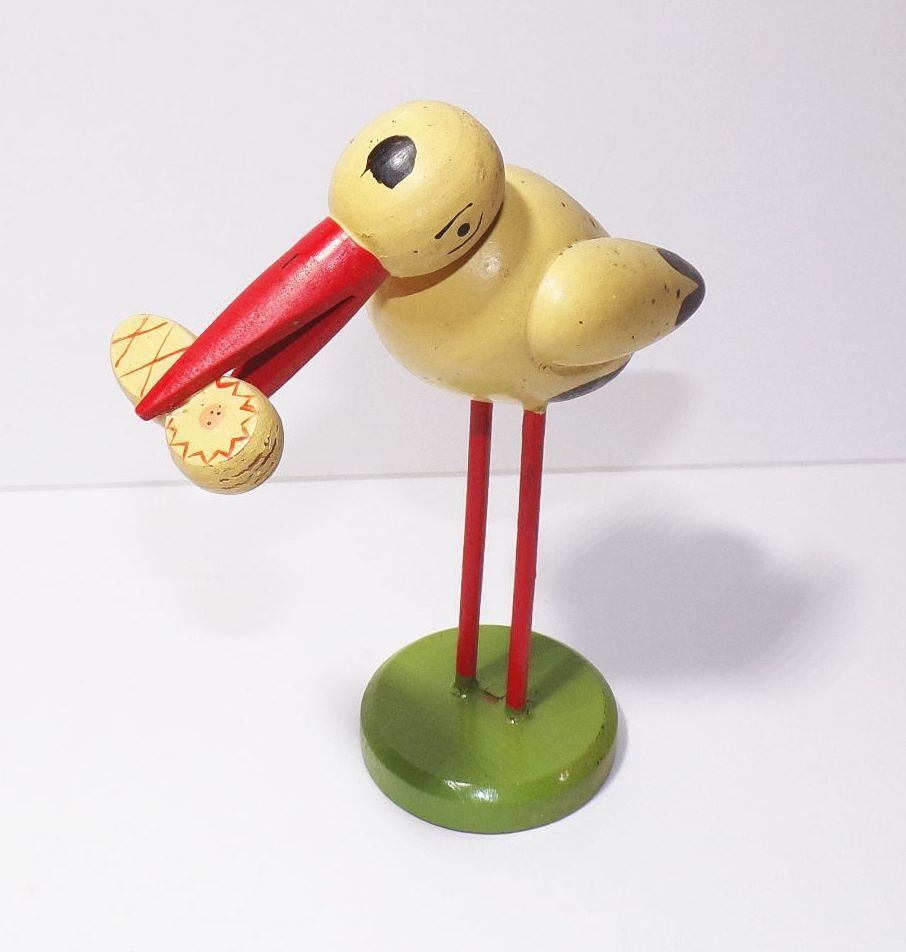 Old Ore Mountains Clapper Stork Figure Baby | eBay
