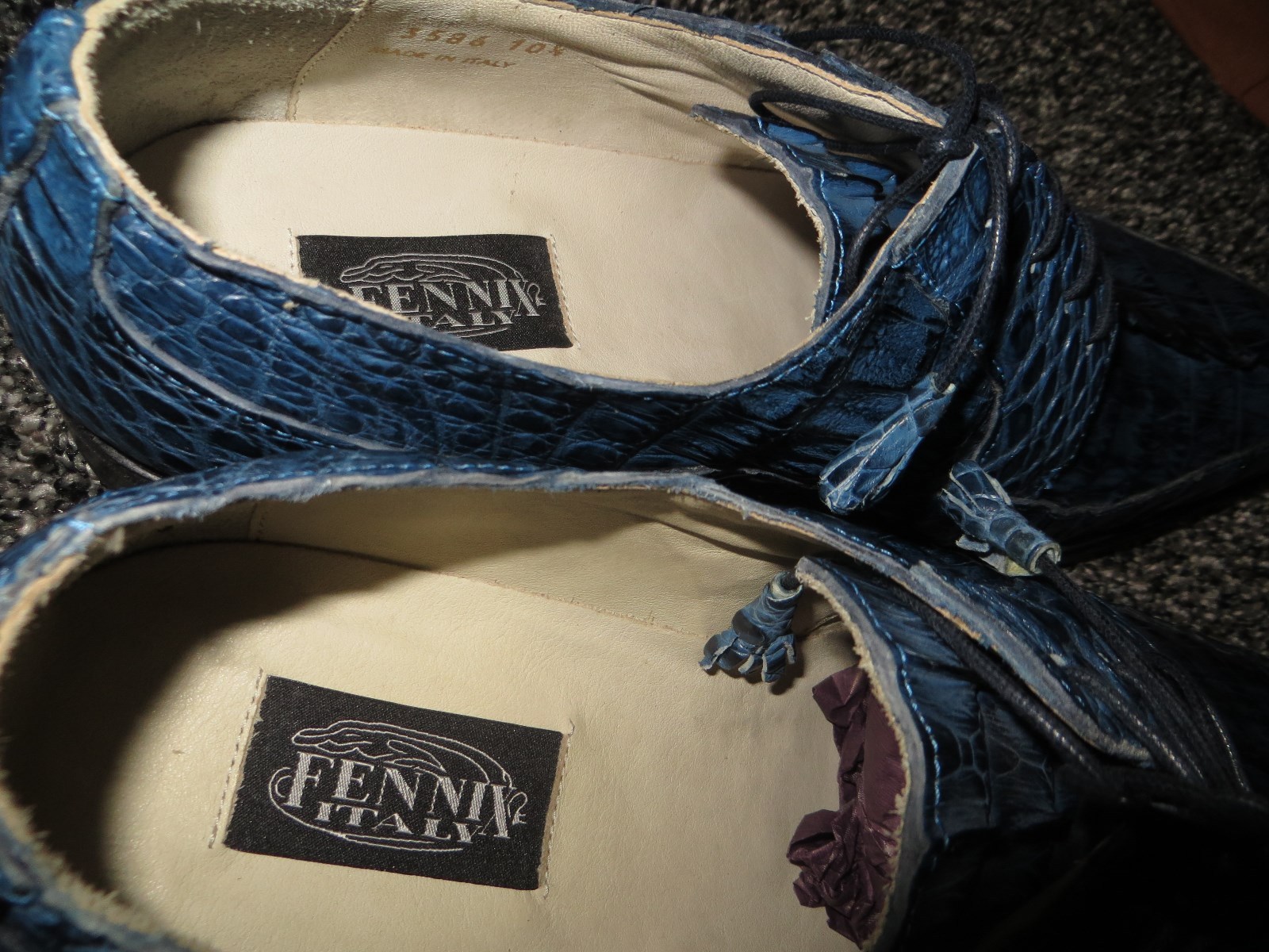New Fennix Italy Blue Alligator Crocodile Caiman Hornback Formal Shoe ...