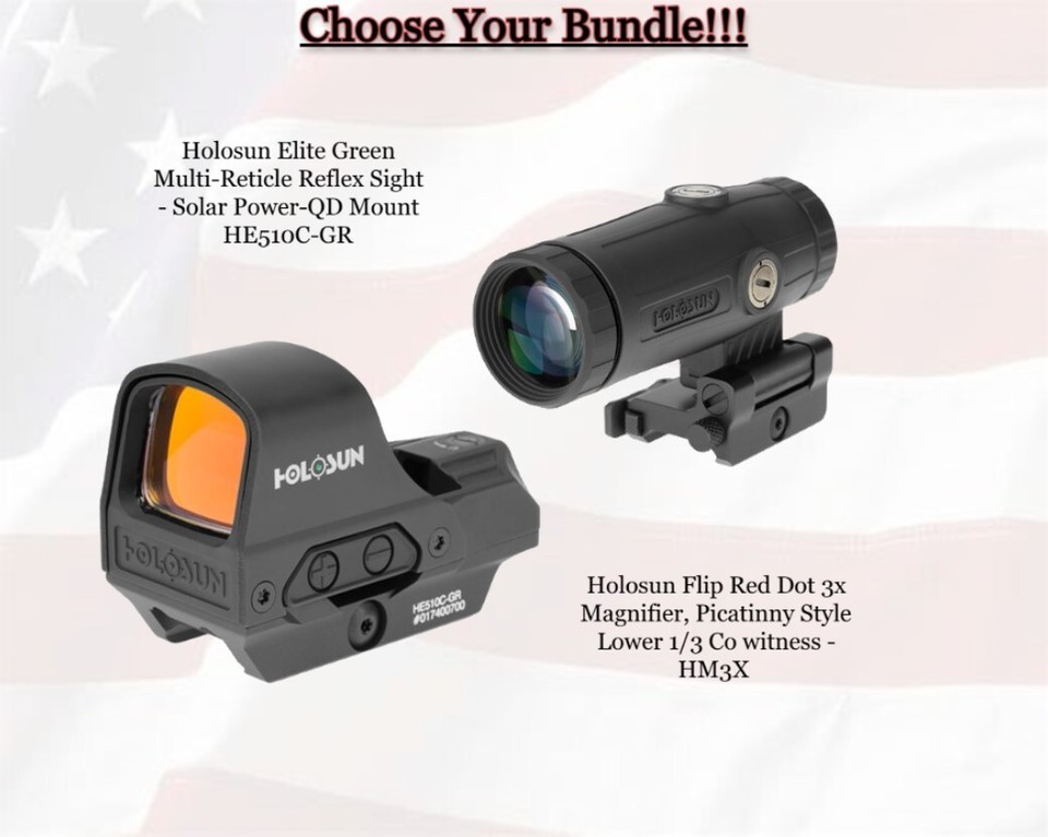 Holosun 510 Green MRS Reflex Sight & QD Mount w/ Magnifier Options ...