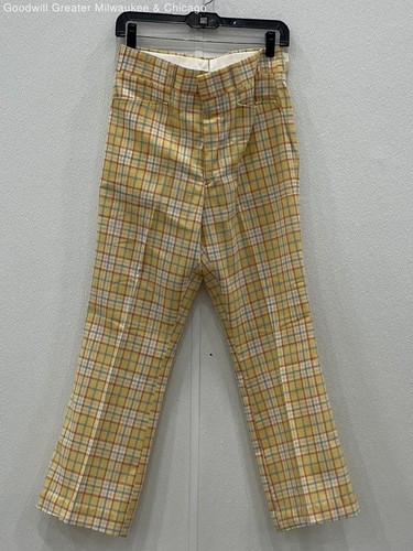 Benchley Ltd Mens Yellow Plaid Polyester Nylon Flat Front Pants Size 30 ...