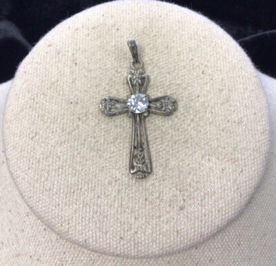 Vintage Sterling Silver 925 Cz Solitaire Cross Pendant GG741 | eBay UK