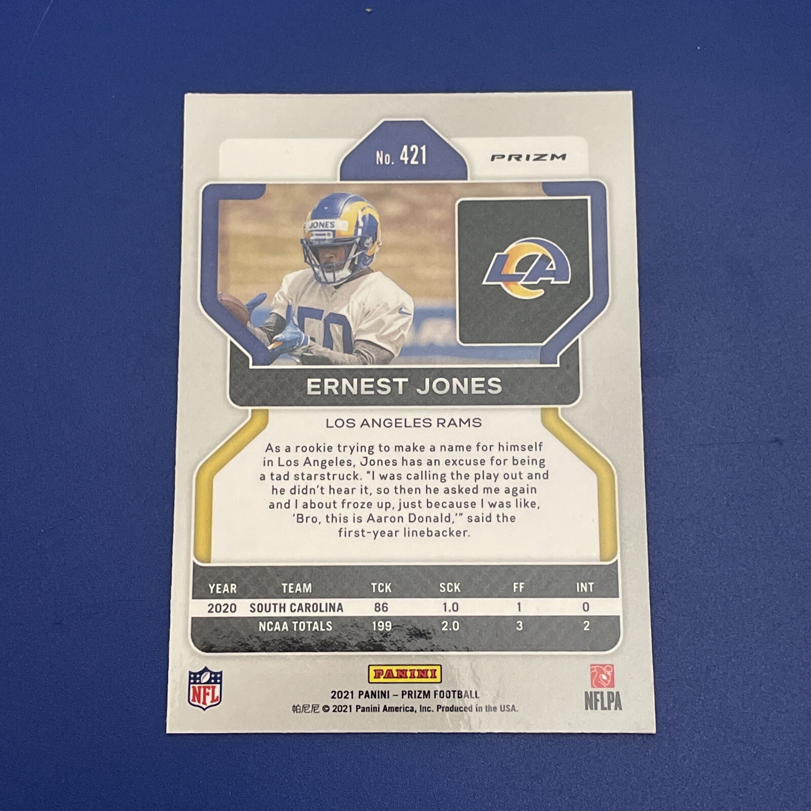 2021 Panini Prizm Ernest Jones RC Orange Disco SP #421 Los Angeles Rams ...