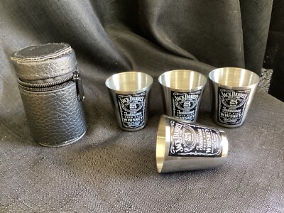 Jack Daniel’s Set of 4 Stacking Stainless Steel Shot Glasses Travel Set ...