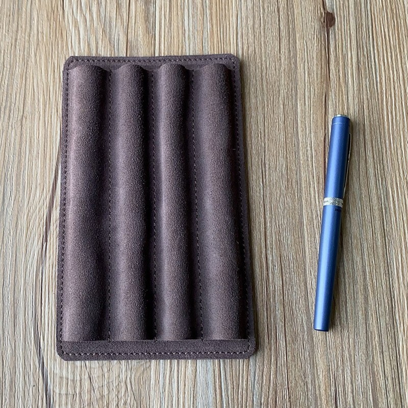 Cowhide 3 Slots Pens Tray Holder Display Pen Stand Desktop Organizer ...