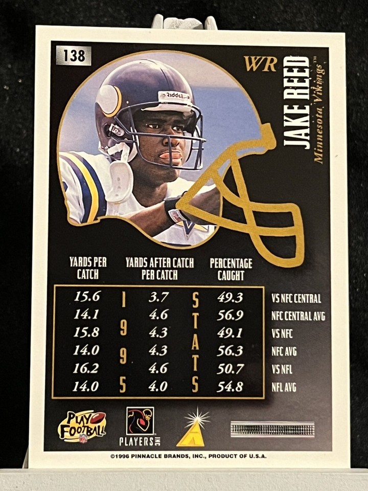 1996 Pinnacle Summit Jake Reed #138 Minnesota Vikings Football NFL Card ...
