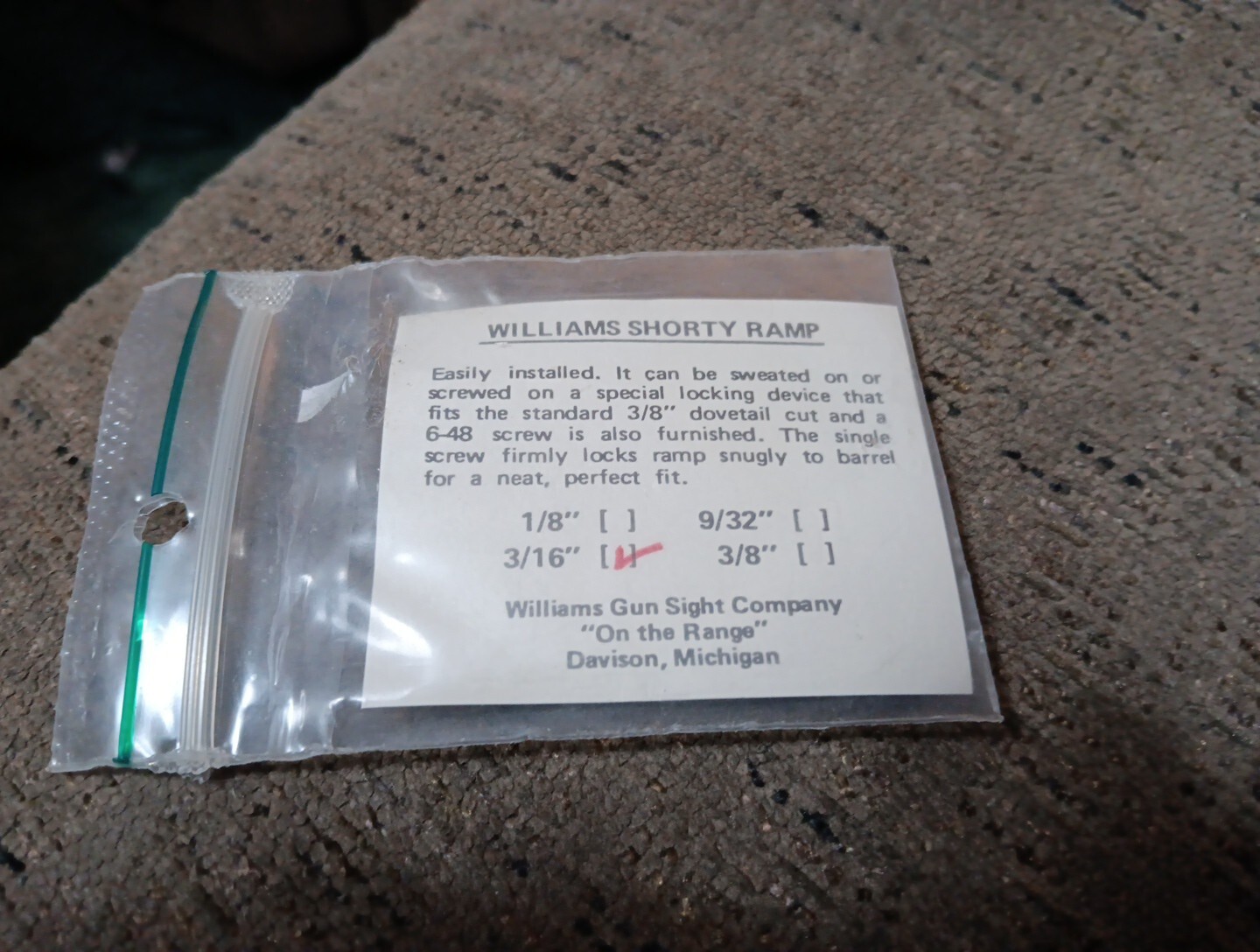 Vintage Williams Shotgun Rifle Sight Shorty Ramp Front Sight 3/16 (G ...