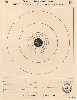 TQ-5/1 NRA Official 25 Foot Air Rifle Target ( 100 pack ) [ aka A-18 ...