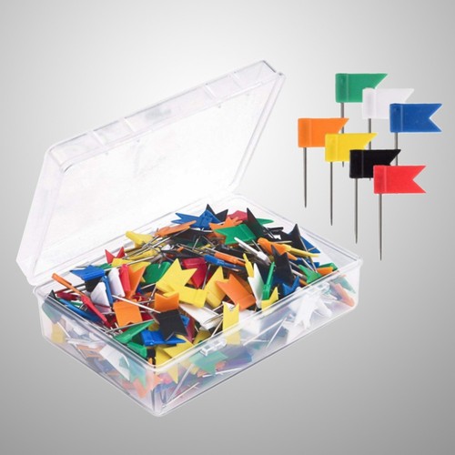 100 Pcs Map Needle Travel with Push Pins Colorful Tacks Flag for | eBay