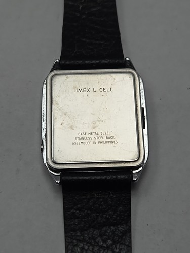 1985 Mens Vintage Timex Illusion Solid State Silver Green Dial Watch ...