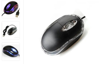 WIRED USB OPTICAL MOUSE FOR PC LAPTOP COMPUTER SCROLL WHEEL LED LIGHT ...