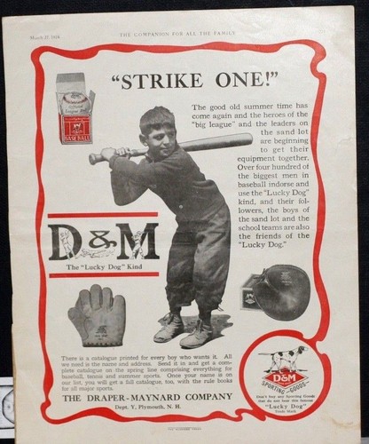 1924 Draper & Maynard "Strike One" Full Page Sports Equipment ...