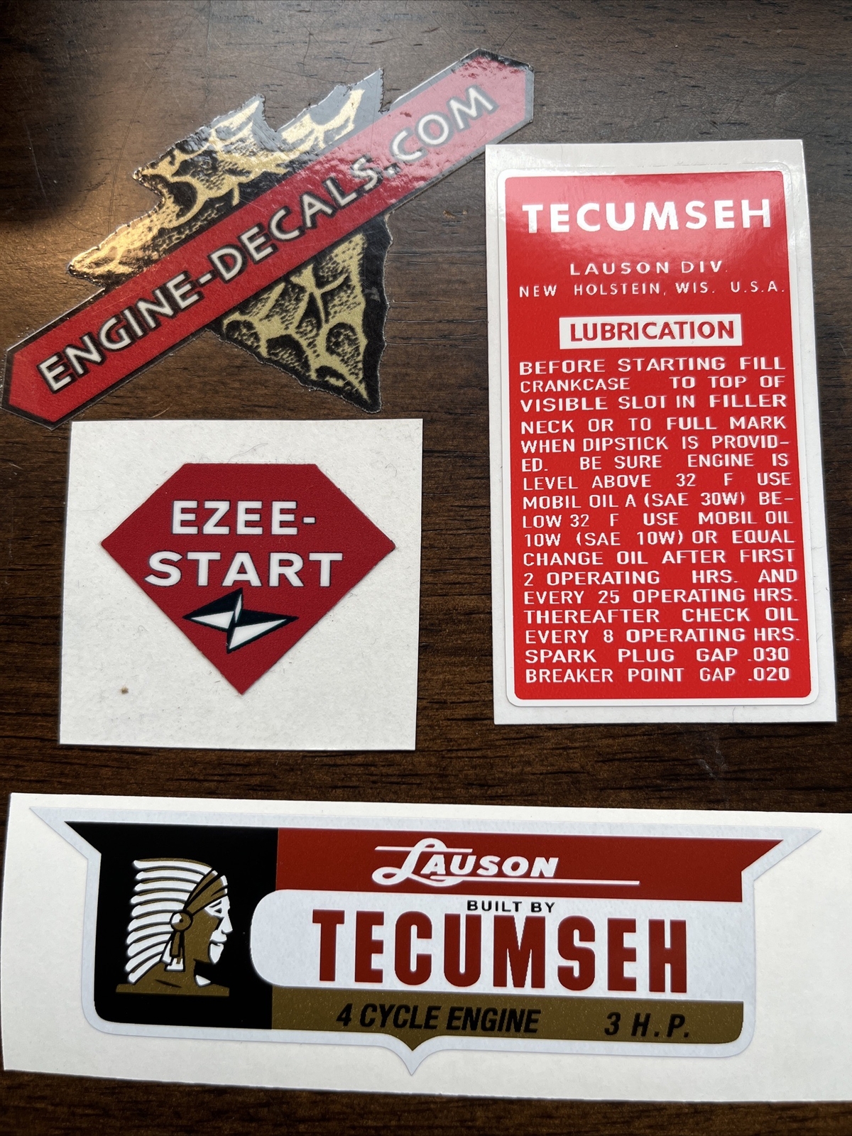 Tecumseh Lauson Engine 3 hp 60 decal H30 Mini Bike, Lubrication set 3 ...