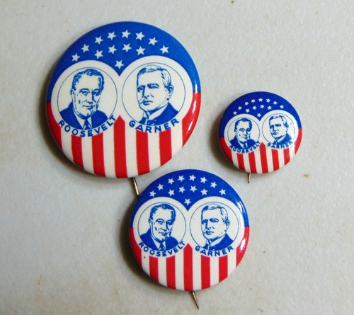 Franklin Roosevelt FDR 1936 campaign pin button political | eBay