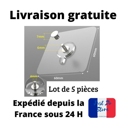 Support Vis Muraux Auto Adhésifs Cintre Transparents Rangement Prise ...