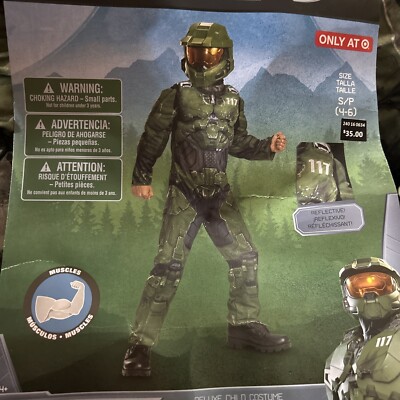 HALO INFINITE MASTER CHIEF MUSCLE JUMPSUIT HALLOWEEN COSTUME Kids SMALL ...