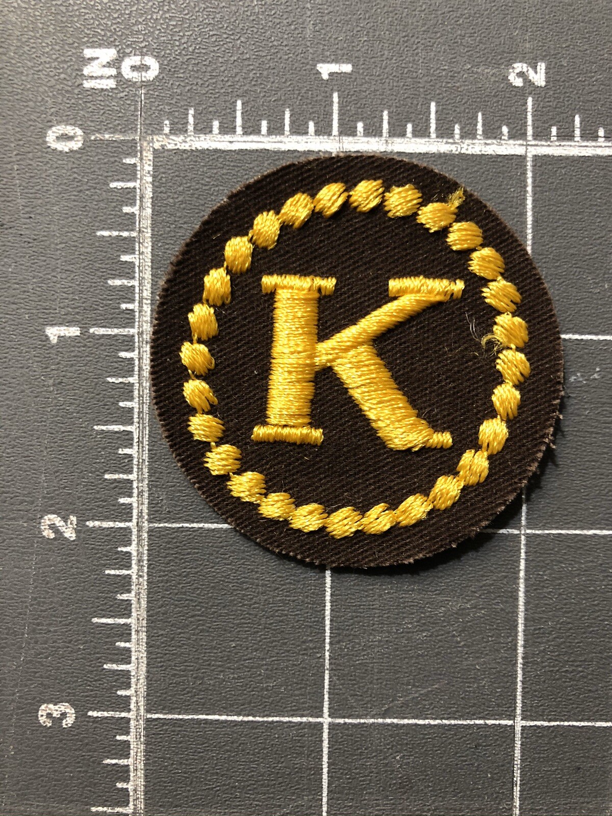 Vintage Letter K Patch Brown Gold Yellow Initial Name Badge Monogram ...