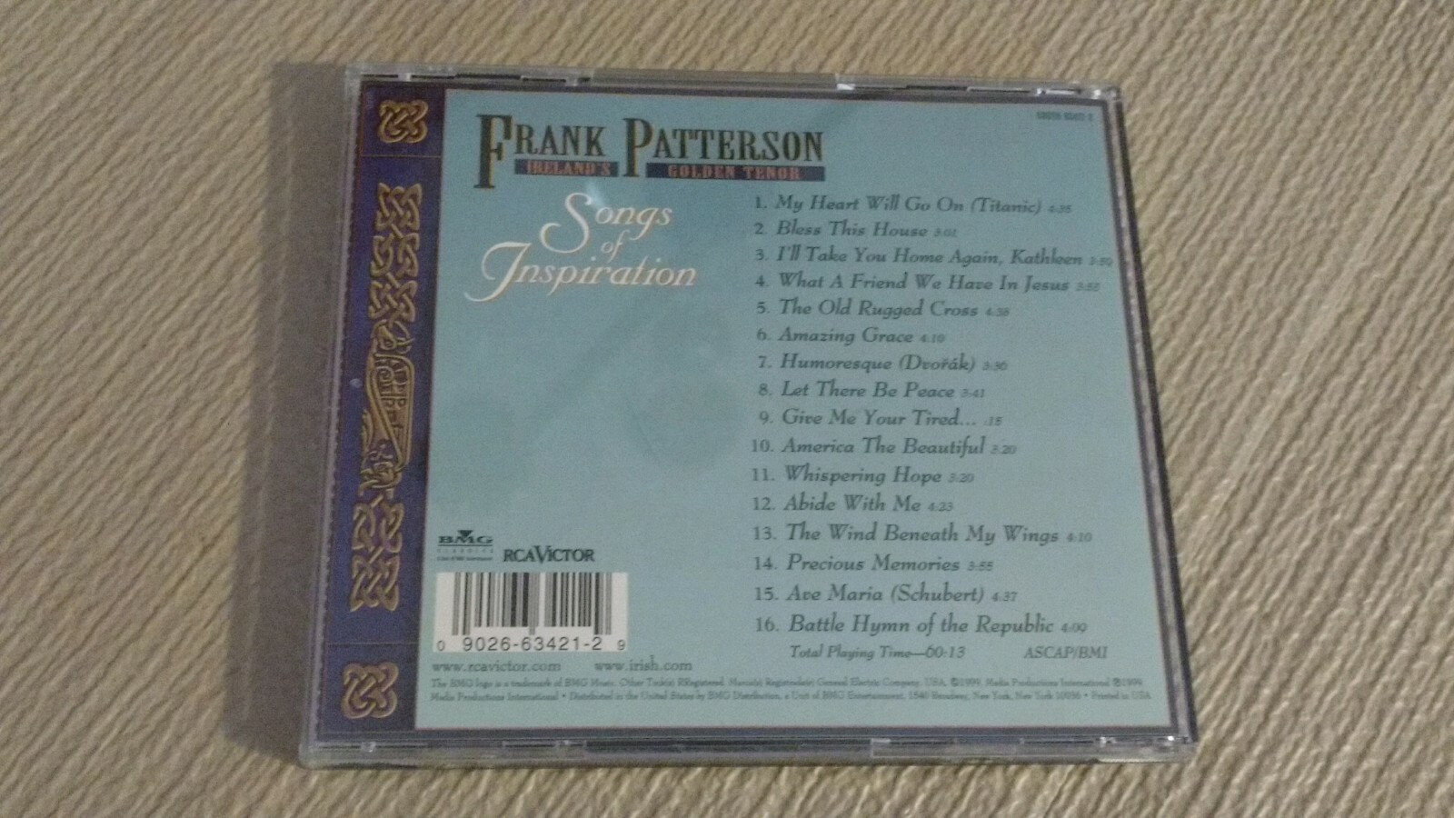 Songs of Inspiration by Frank Patterson (Irish Tenor) (CD, Feb-1999 ...