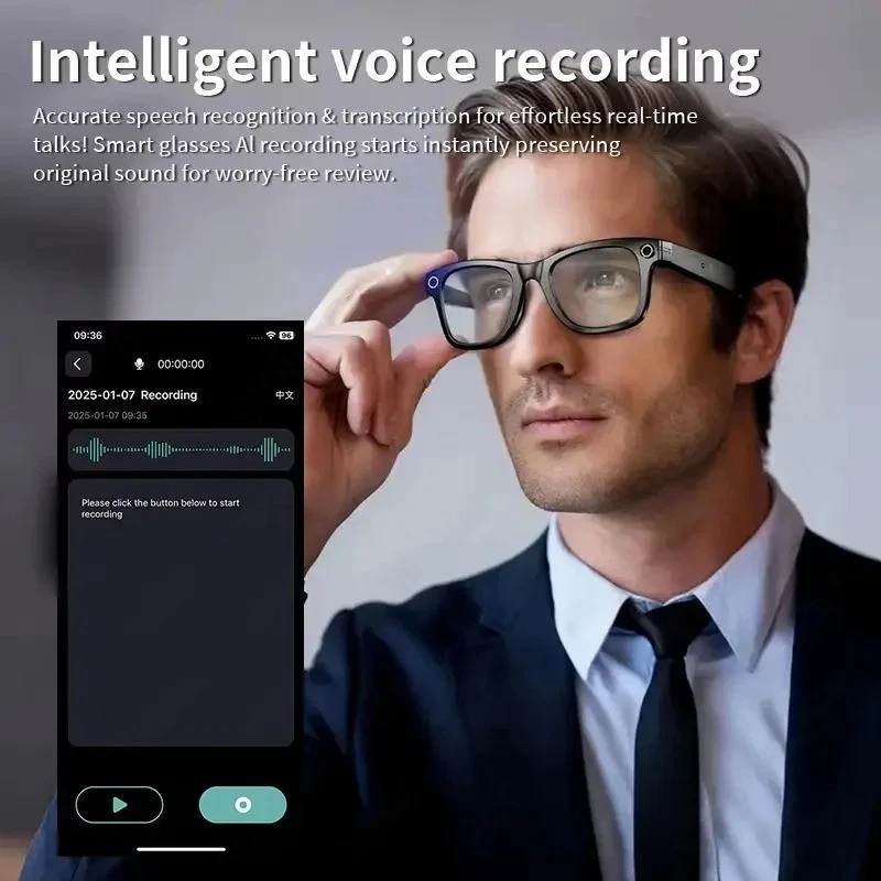 AI Smart Glasses with Camera, 1080P HD Video Recording Glasses, Real ...