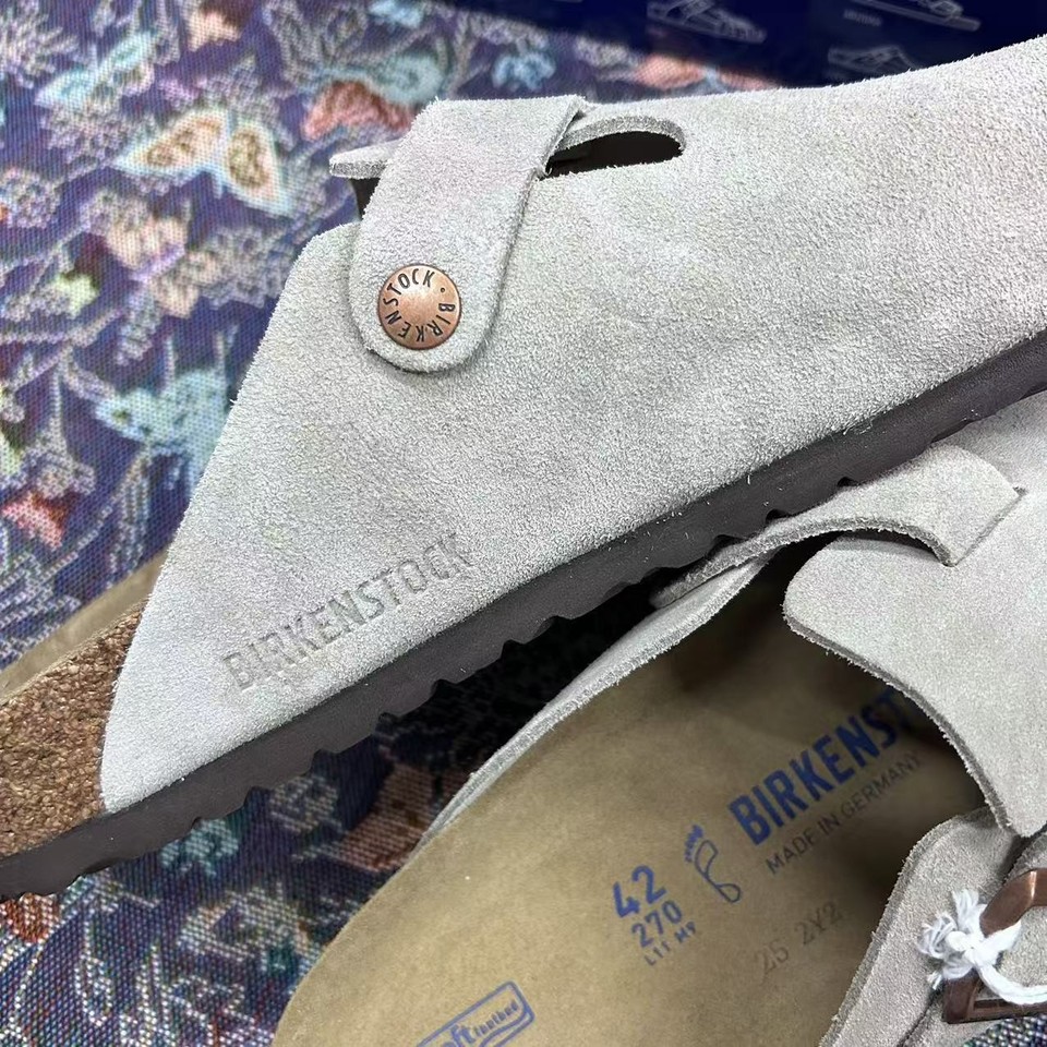 Birkenstock Boston Soft Footbed Taupe Suede Unisex Shoes Narrow 37-41 ...