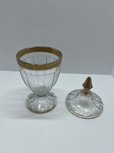 Heisey Apothecary Candy Jar & Lid - Recessed Panels & Incised Gold Trim ...