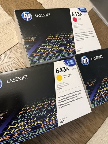 Genuine HP New Sealed 4700 Toner Cartridge Set 643A Q5951A Q5952A ...