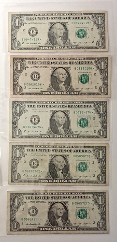 2013B Duplicate Lot of (5) New York $1 One Dollar D.C. ⭐️ STAR⭐️ Notes ...