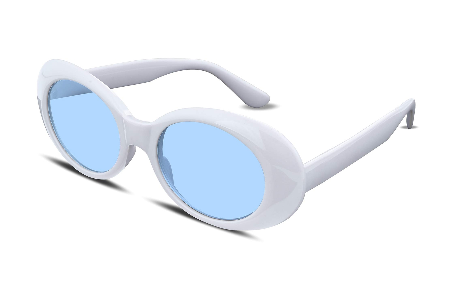 Sunglasses White Oval Clout Goggles for Women Men Retro Round Trendy ...